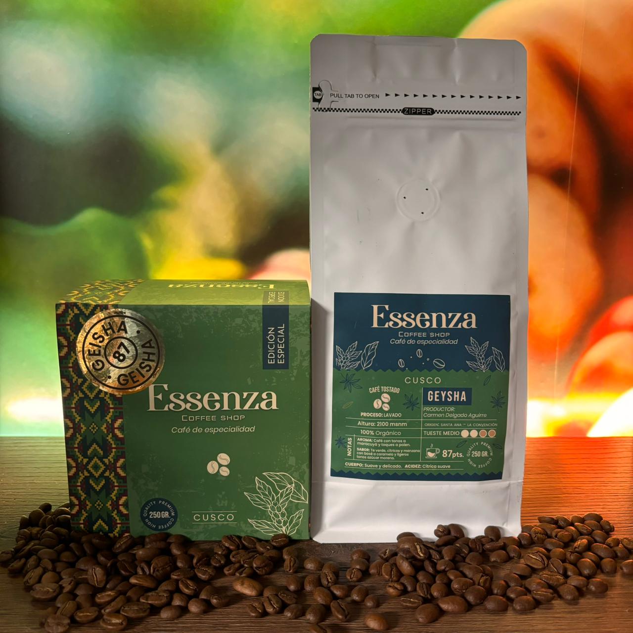 CAFÉ ESSENZA GEISHA – GRANO 250GR - Coffee Point